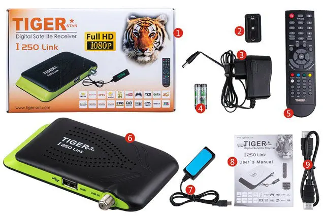 Factory Price Tiger Digital Satellite Receiver I250 Link Iptv Box With 2 Month Pop Iptv And 1 ...