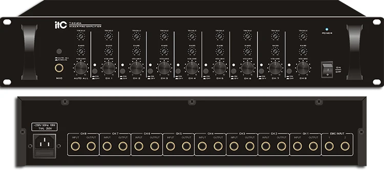 ITC T-6240 8 Channel Preamplifier for PA Audio System