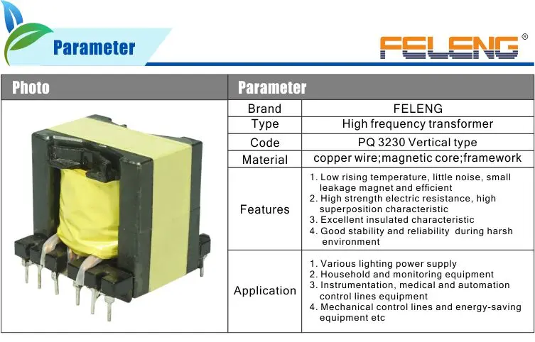 PQ3230 Bobbin Ferrite Core High Frequency 5V Transformer