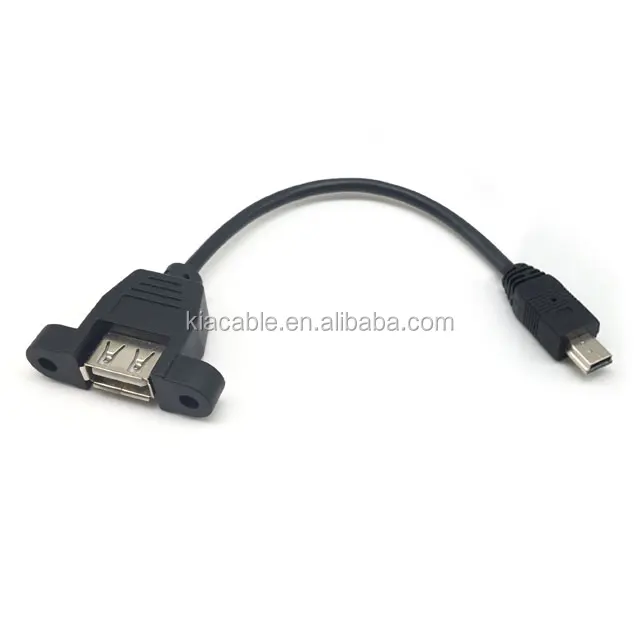 Mini USB 5pin Male to USB a Female Panel Mount Cable