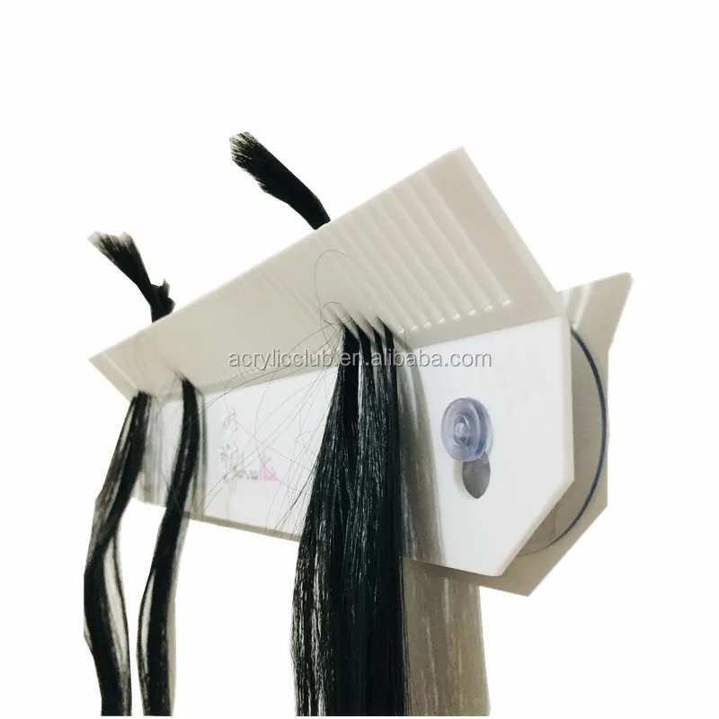 White Wall Mounted Hair Display Acrylic Hair Extension Display Stand ...