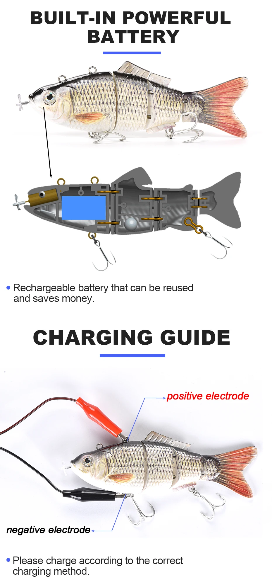 Lureking 2020 New Electric Self Swimming Fishing Lure Wobblers 4 ...