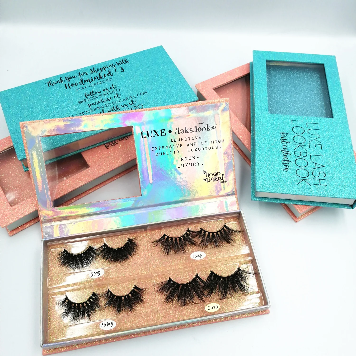 Eyelash Packaging Box Private Label Rhinestone Packaging Money Lashbook ...