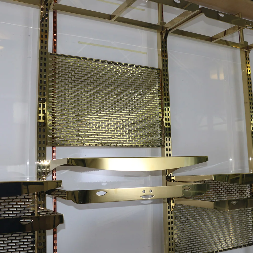 Retail Boutique Gold Wall Mounted T Shirt Clothes Clothing Store Stand ...