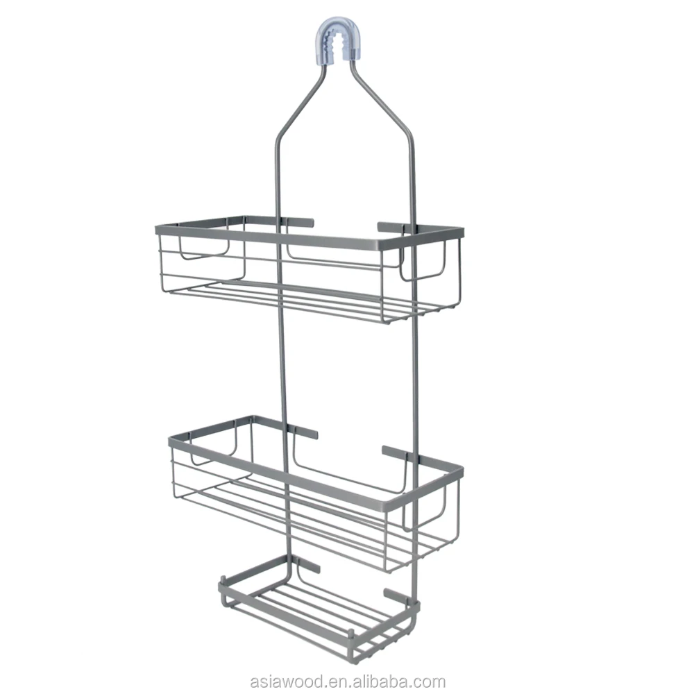 Modern Chromed Metal Bathroom Wire Hanging Rack Shower Caddy