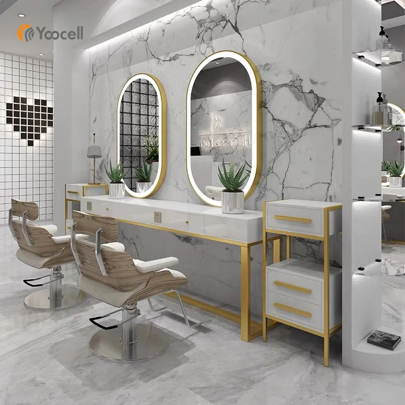 Yoocell Luxury Makeup Salon Furniture - Mirror Styling Station