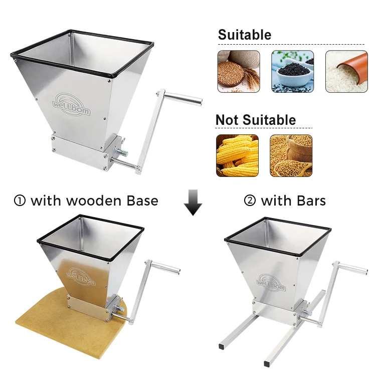 304 Stainless Steel Homebrew Grain Roller Malt Mill