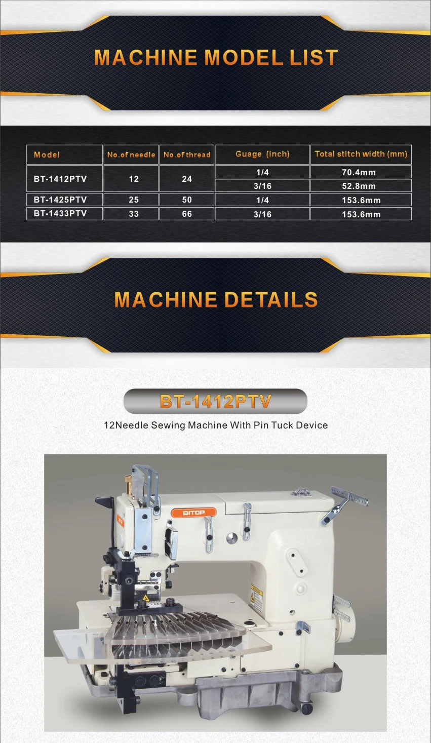 KANSAI Type 12-33N Multi Needle Pintuck Pleating Sewing Machine - New ...