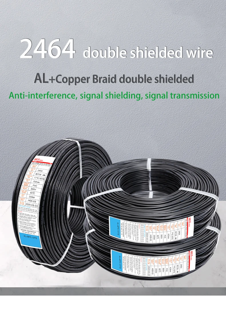4core Double Shield Wire Pvc Electrical Signal Wire 26awg Ul2464 - Buy Shielded Cable 2464 ...