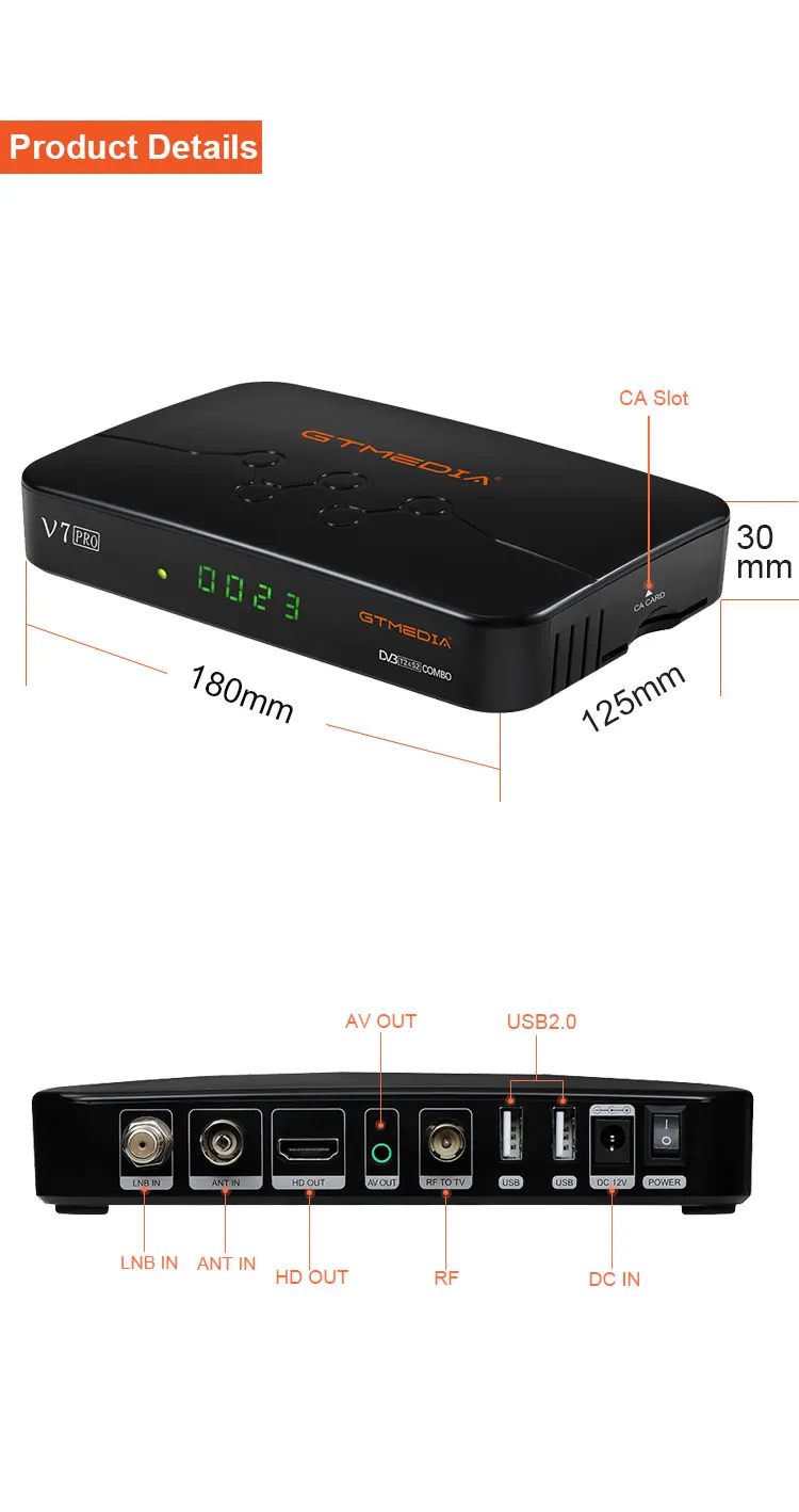 Gtmedia V7 Pro S2x Acm Satellite Decoder Combo Set Top Box Dvb T2 ...