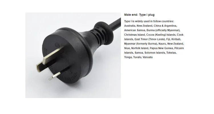 Au Plug Extension Power Cable 18AWG 3*0.75mm C5 10A 250V Australian ...