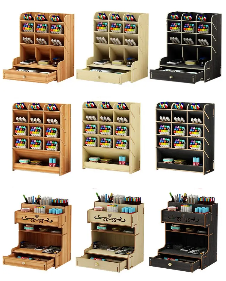 DIY Wooden Adjustable Desktop Storage Organizer Rack