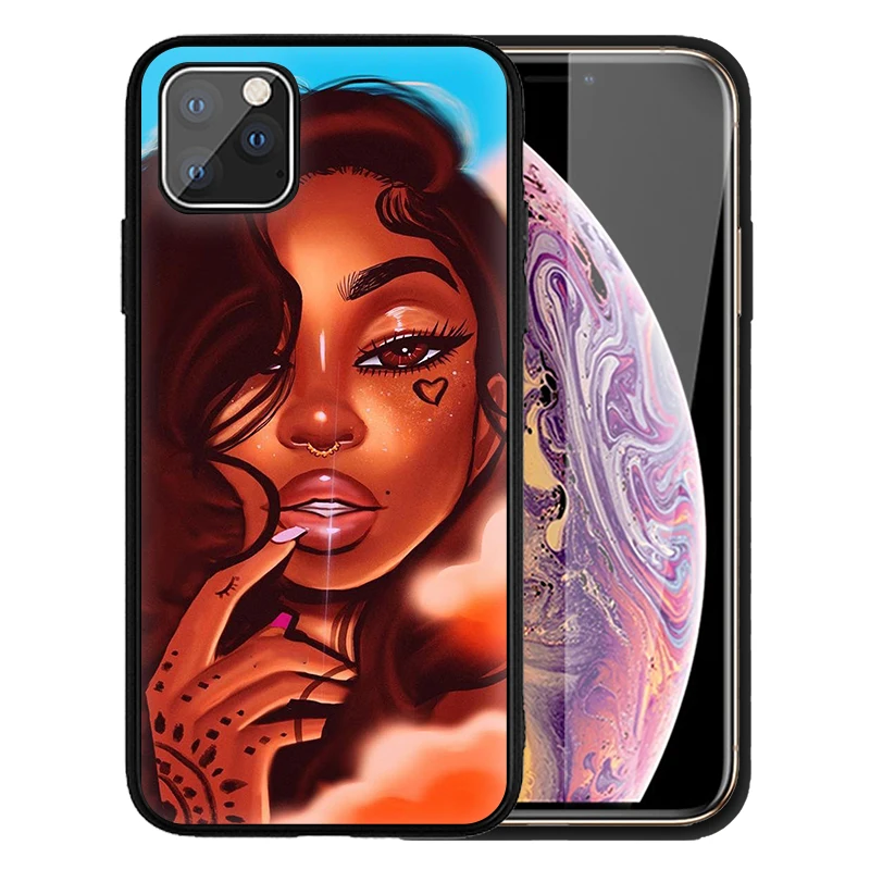 Uv Printing Afro Cute Black Girl Soft Tpu Phone Case For Iphone 12 7 8 ...