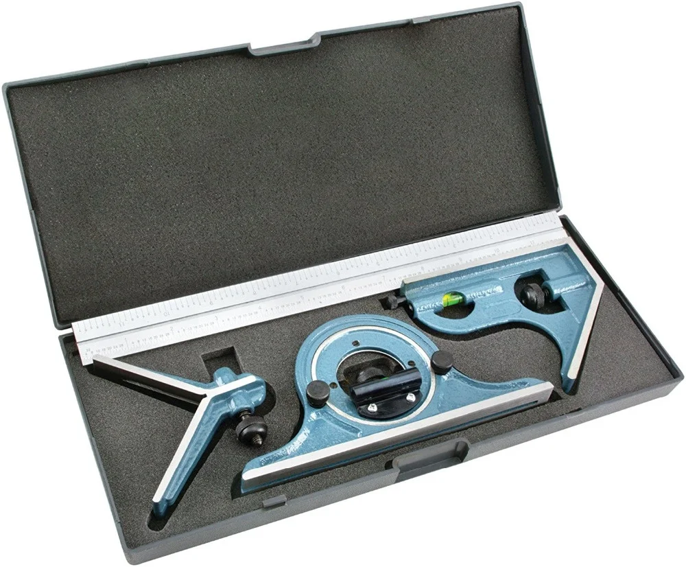 Combination Square with Bevel Protractors - 4 Pcs Set