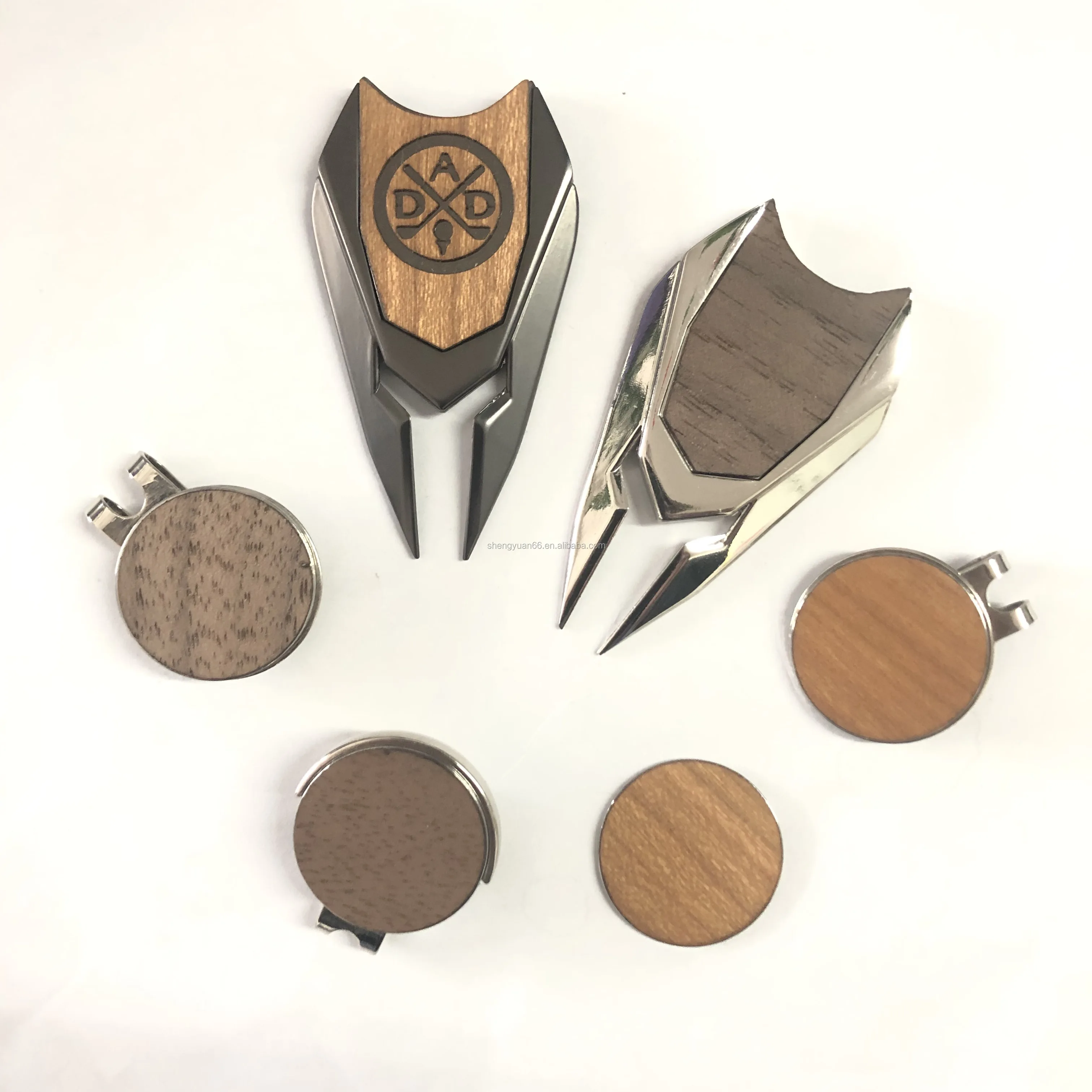 Hot Selling Customized Engraved Logo Divot Tool Wood Ball Marker Best ...