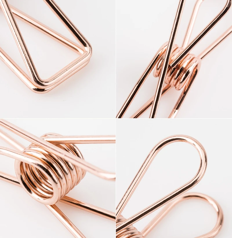 Multipurpose Rose Gold Metal Photo Clips Steel Wire Clothes Hanging ...