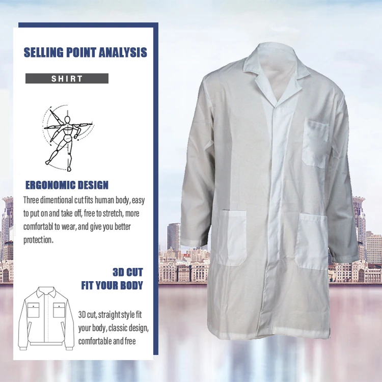 Cotton / Nylon Acid Resistant Lab Coat Used In Factory - Buy Acid ...