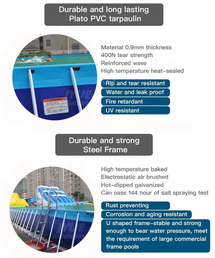 Metal Frame Square Blue Inflatable Swimming Pool Plastic Frame Pool ...