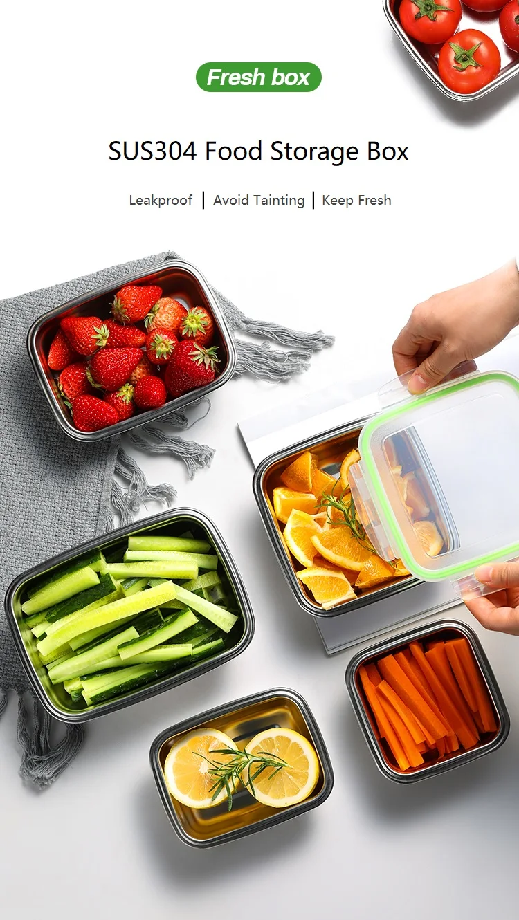 SUS 304 Stainless Steel Lunch Box with PP Lid School Lunch Box Food ...
