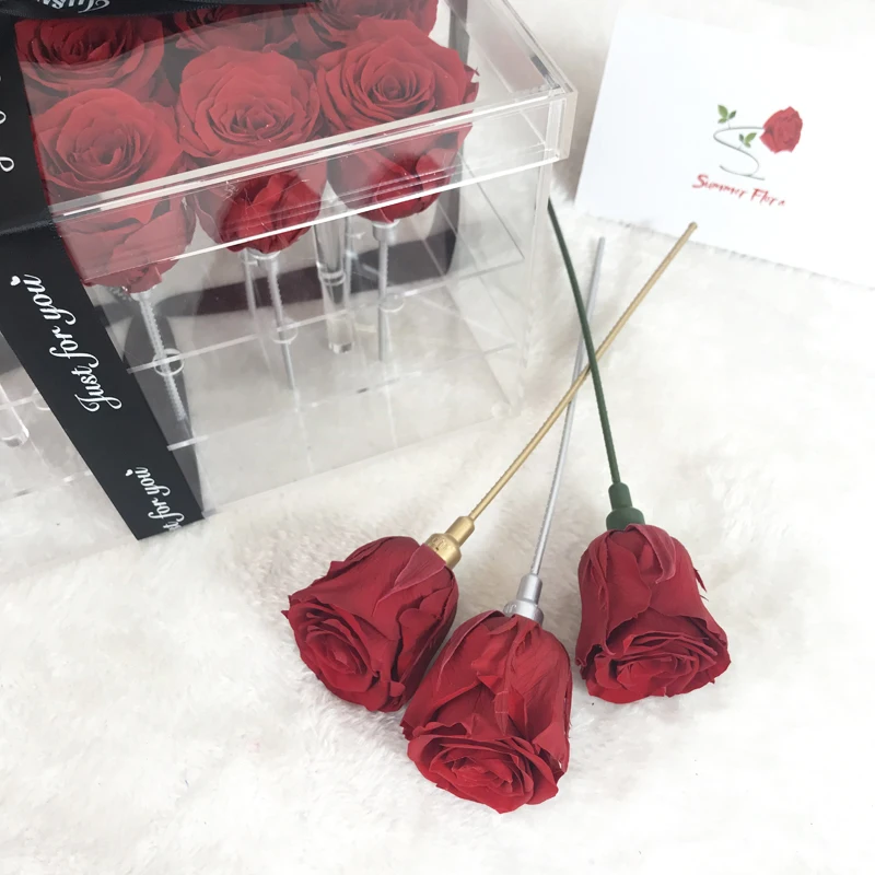 Wholesale Preserved Roses Stem Gold Silver Green Plastic Stems For ...