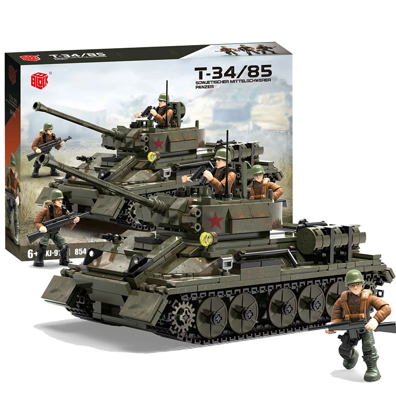 Plastic Tank Brick Toys Set Soviet T34 (85) Medium Tank Military ...