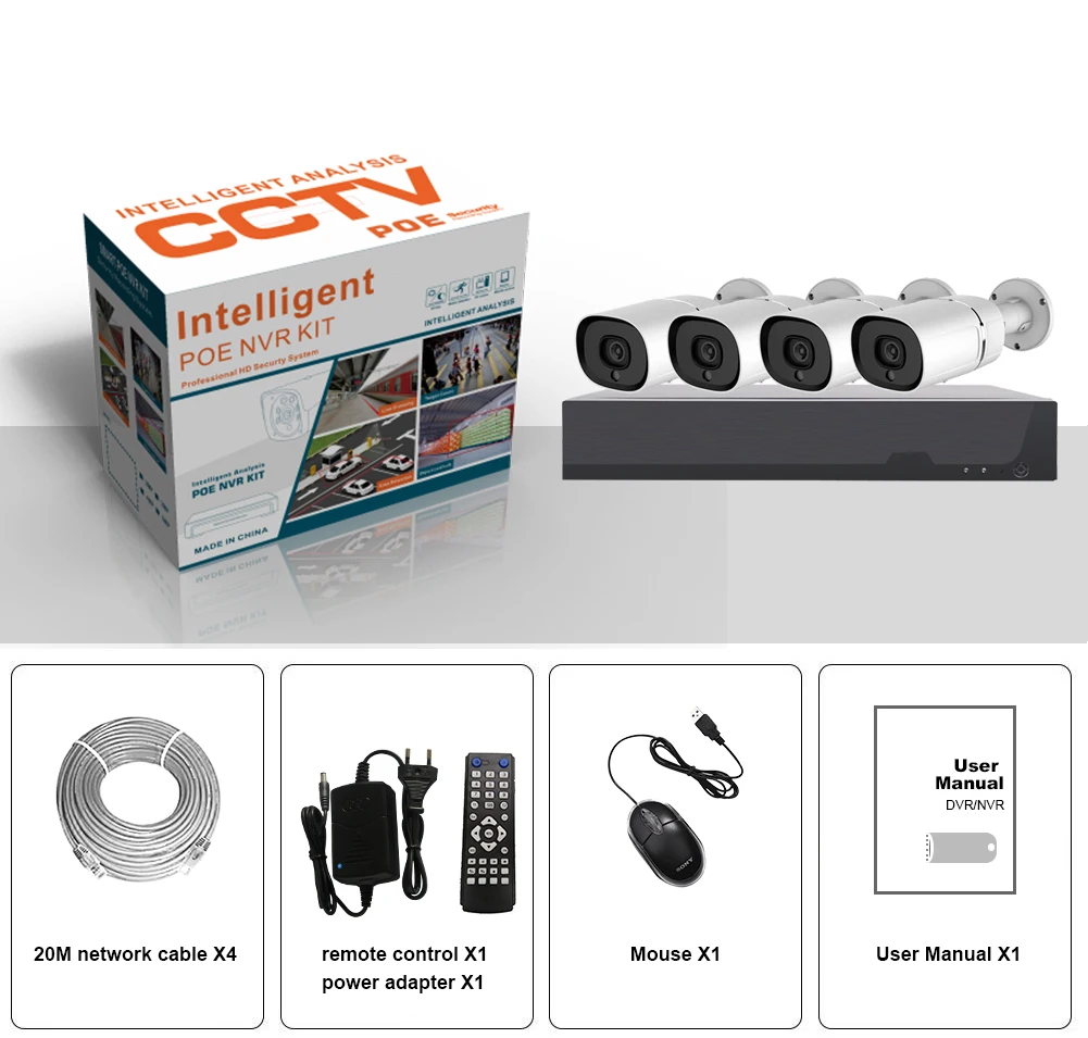 1080p 4ch Poe Kit Humanoid Detection Outdoor P2p Cctv Camera System ...