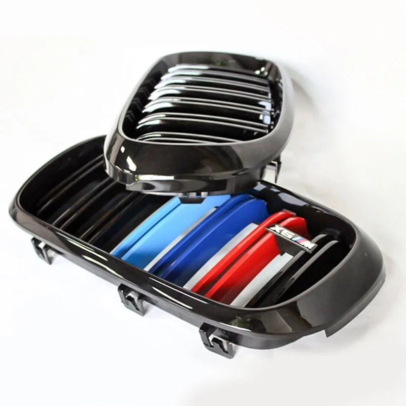 M Color Double Slat Line Grill for BMW X5 X6 Bumper Grill ABS