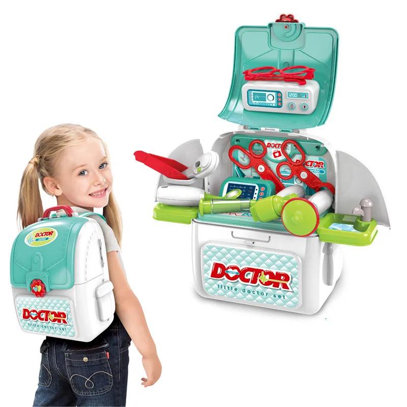 2020 New Item 2 IN 1 Plastic Kids Backpack Hospital Kit Doctor Set Toy