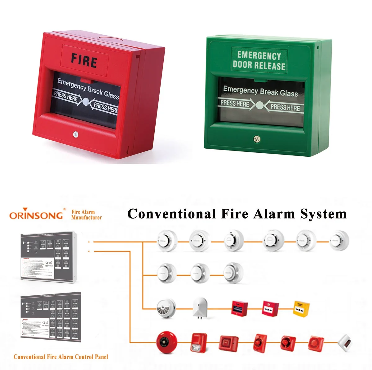 ORINSONG DC12-24V Fire Alarm Manual Call Point - Reliable Emergency Button