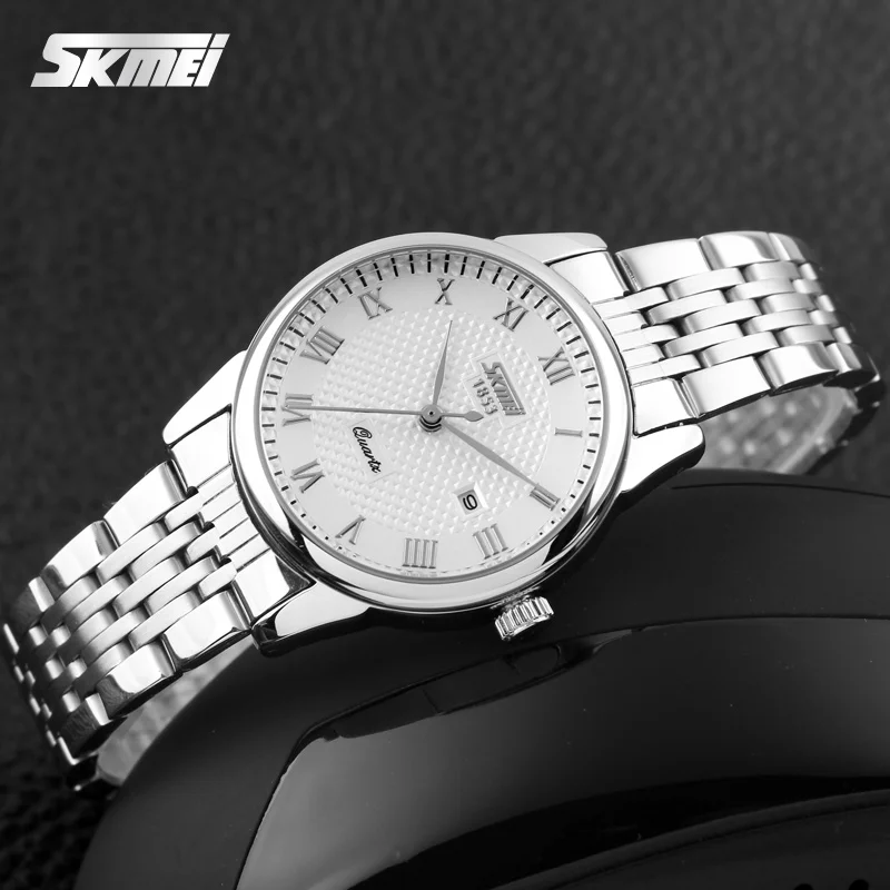Skmei 9058 Stainless Steel Strap Couple Quartz Vintage Wrist Watch ...