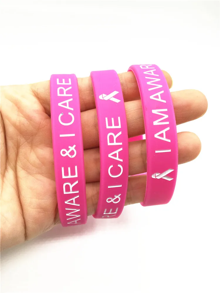 Breast Cancer Awareness Rubber Inspirational Silicone Wristband ...