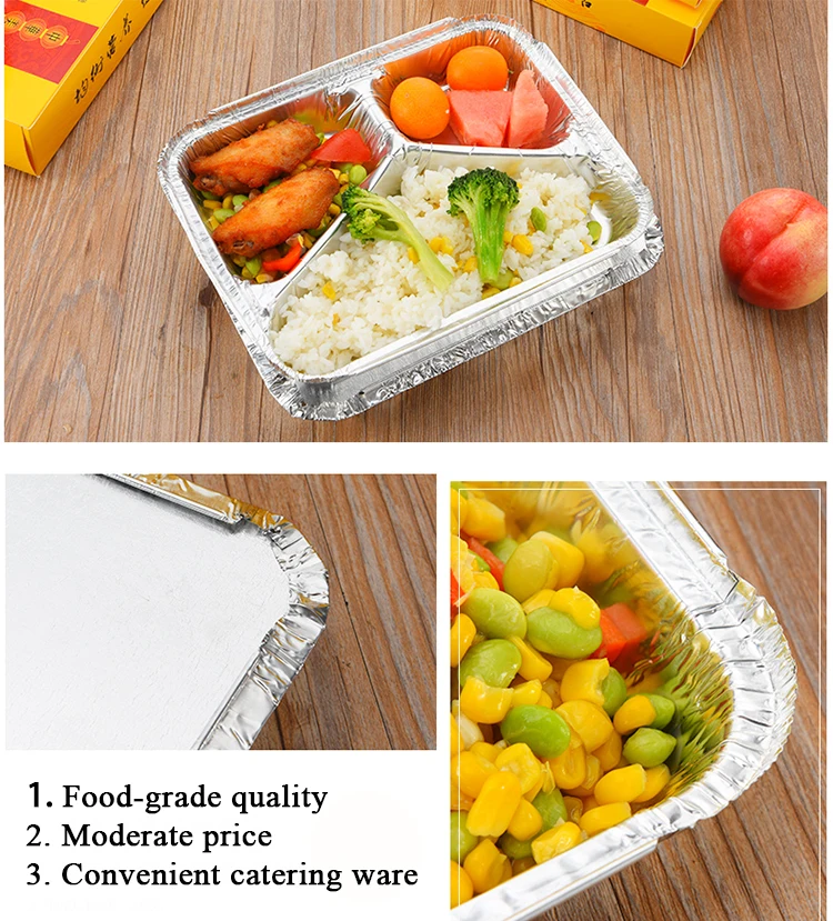 2 3 4 Compartment Disposable Fastfood Takeaway Aluminum Foil Food ...