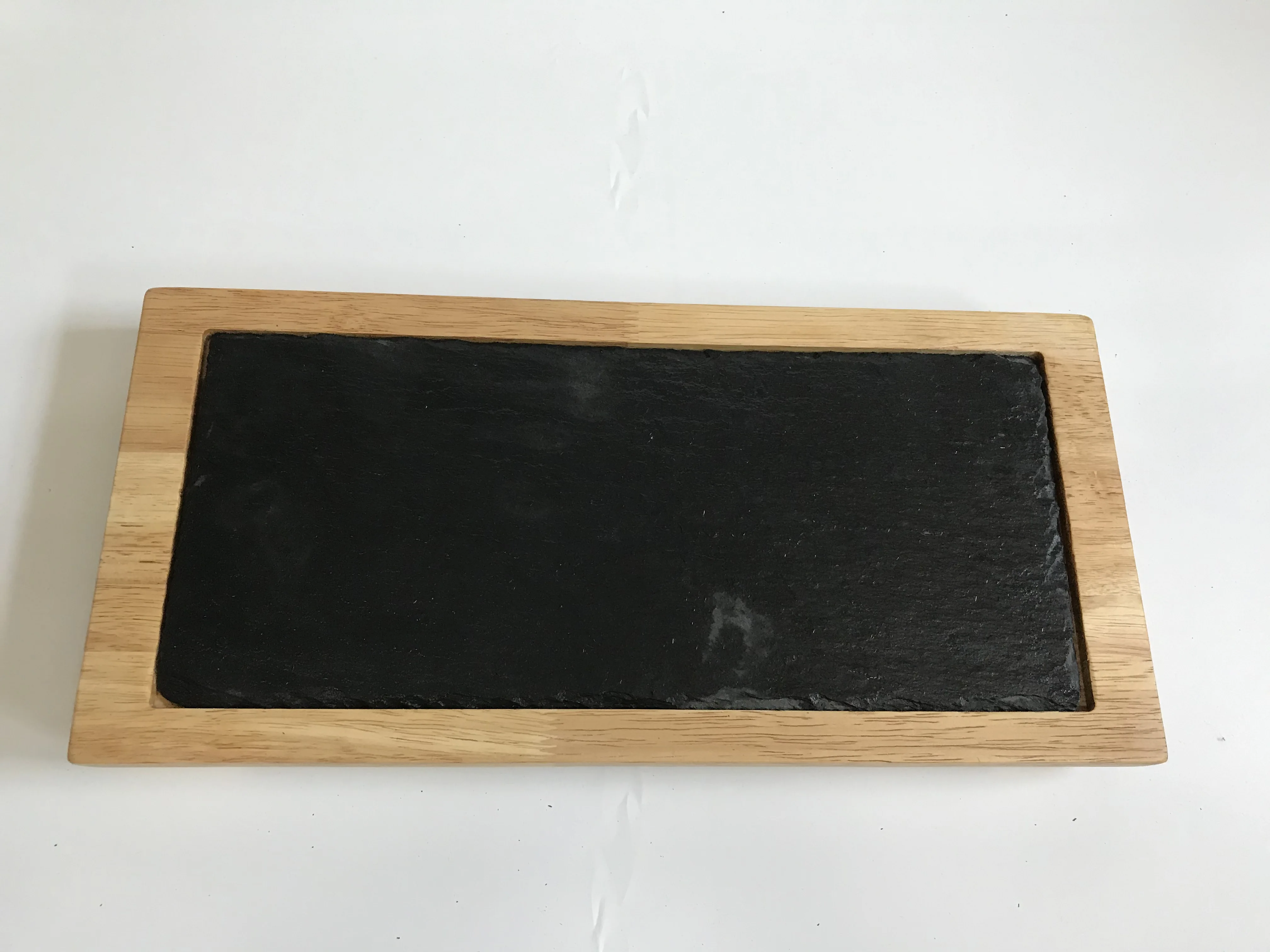 Wooden Rectangle Platter Buffet Natural Slate Wood Charger Plate Bread ...