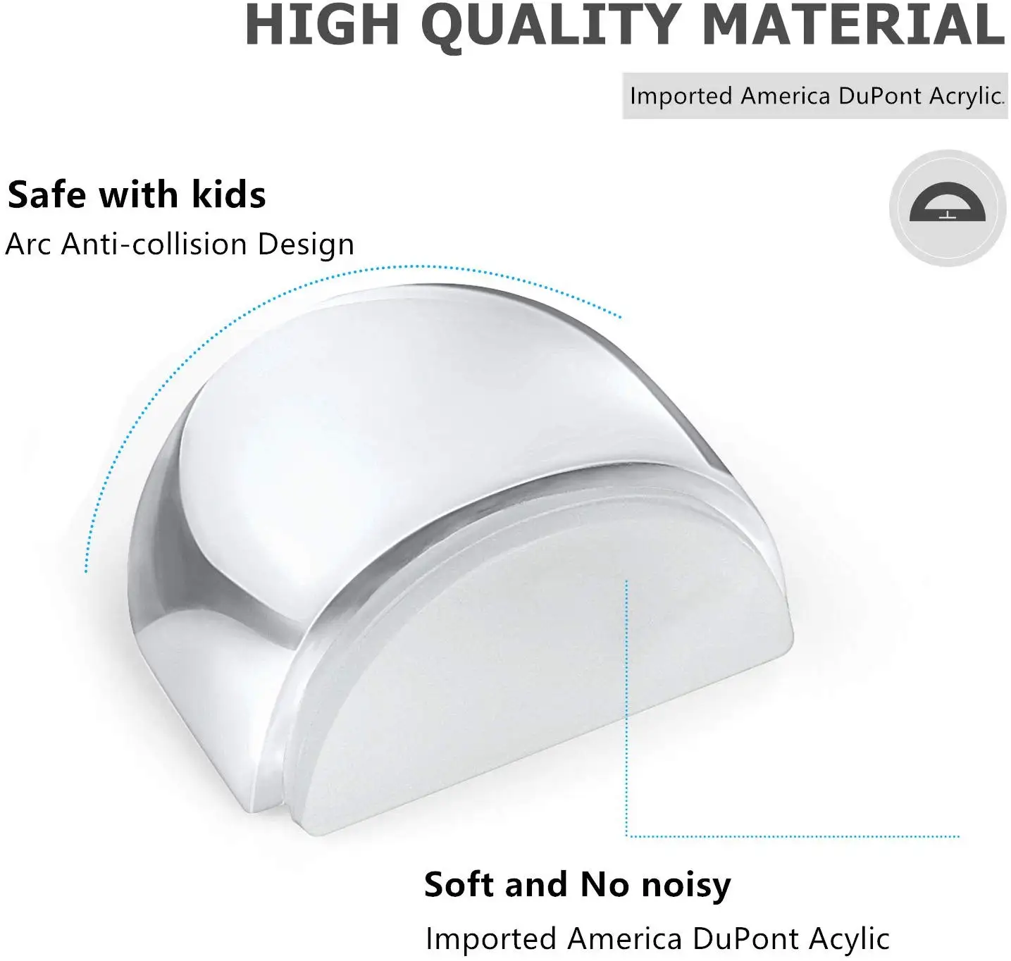 2 Counts Floor Self-adhesive Clear Transparent Rubber Acrylic Door ...