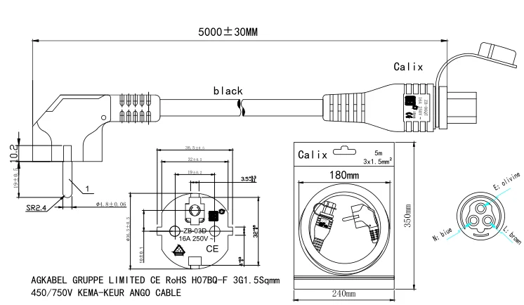 Power Kabel Koude Motor Verwarming 3g1.5mm2 Anti-wrijving Kabel Voor ...