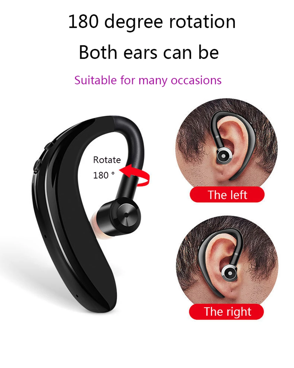 S109 Business Bluetooth Headset 5.0 Reported Phone Ear Style Long ...