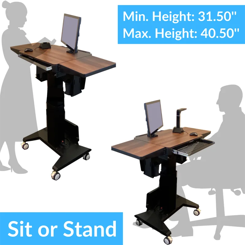 Lectern With Wheels Computer Table Multimedia Podium With Body Electric ...