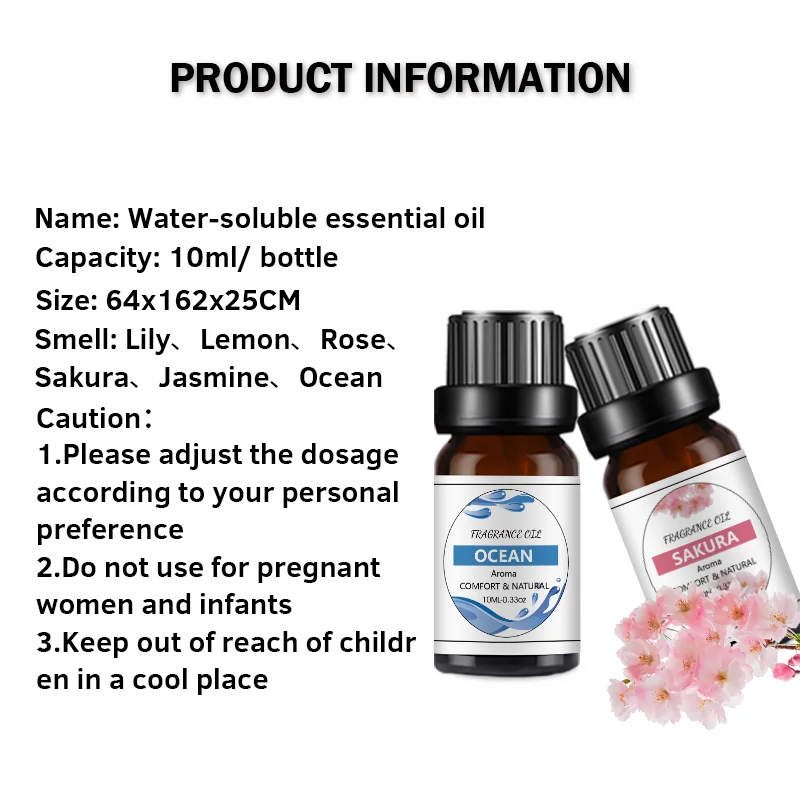 Natural Water Soluble Essential Oil Aromatherapy 6 Bottles Set ...