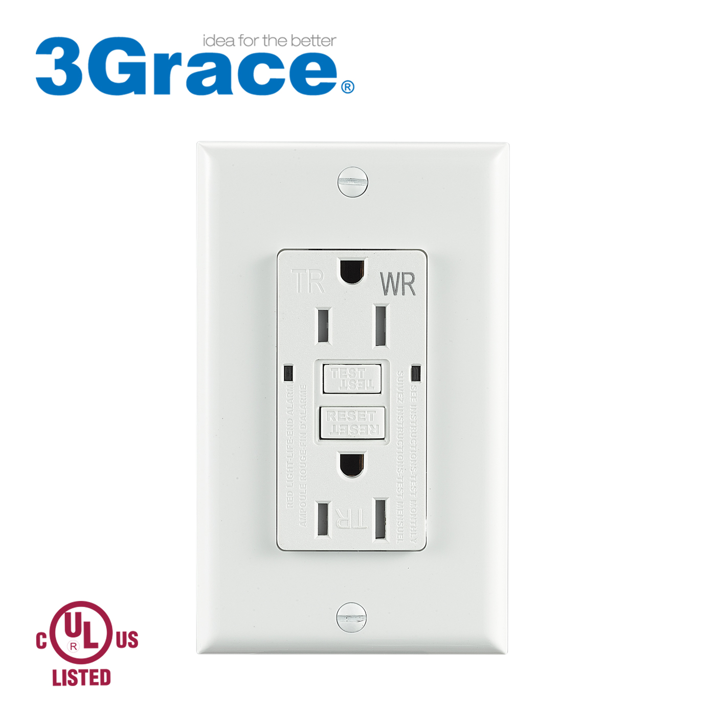 3GRACE Shouxin Self-Test GFCI Outlet - 15amp 125V AC