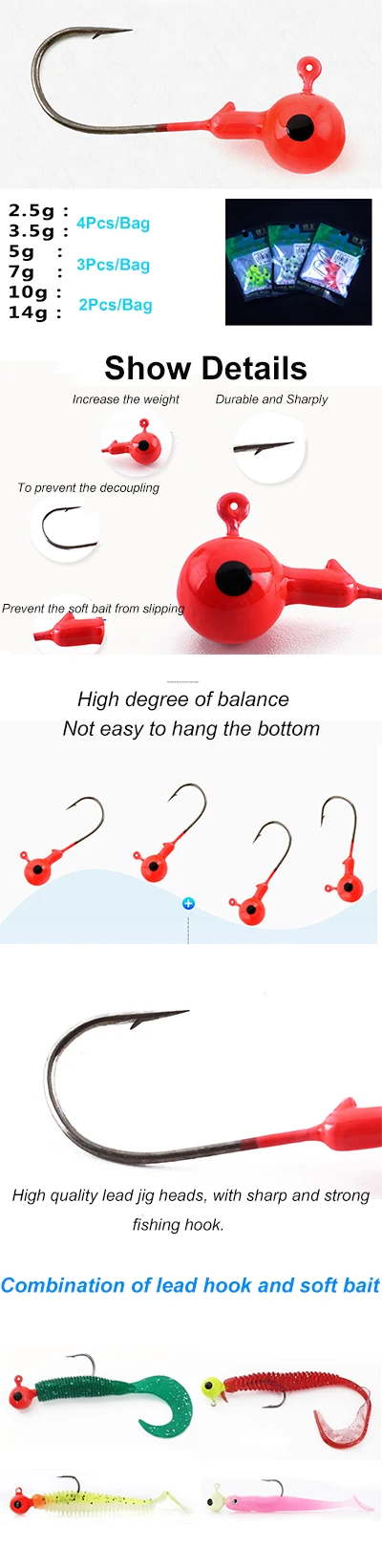 LUTAC Lead Head Jig KA07 10g - Durable & Versatile Lures