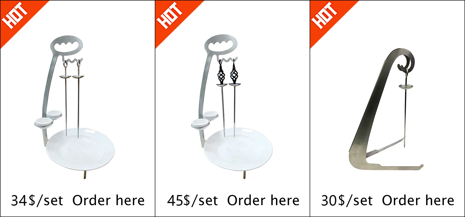 Yinger Bbq Tableware Serving Kebab Skewer Rack Wire Espetada Stand ...