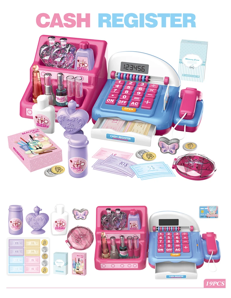 Girls Role Play Toy Electric Plastic Supermarket Cash Register For Kids ...