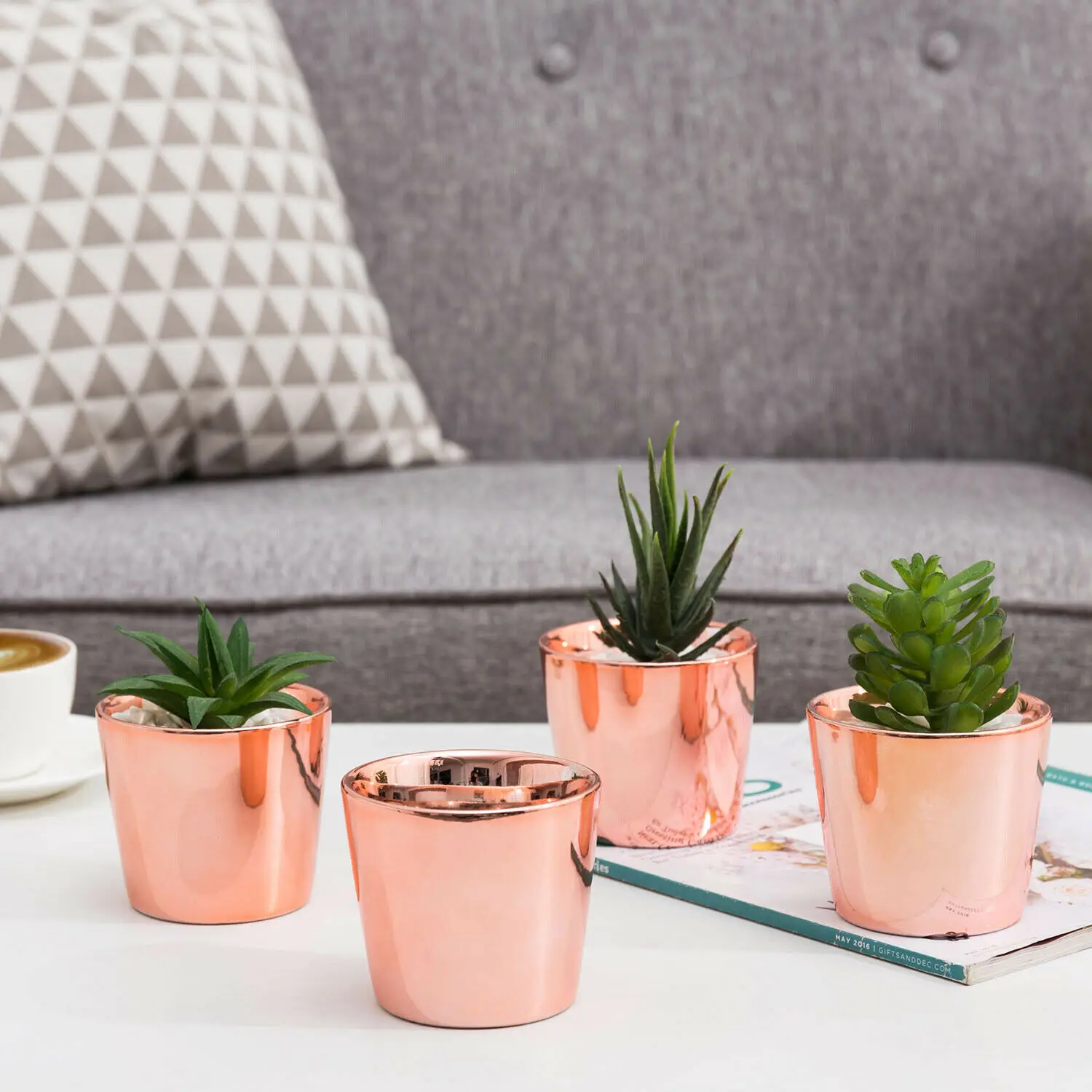 Modern Electroplating Ceramic Flower Arrangement Round Vase Base Indoor ...