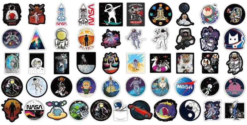 100pcs Nasa Rocket Astronaut Outer Space Vinyl Stickers