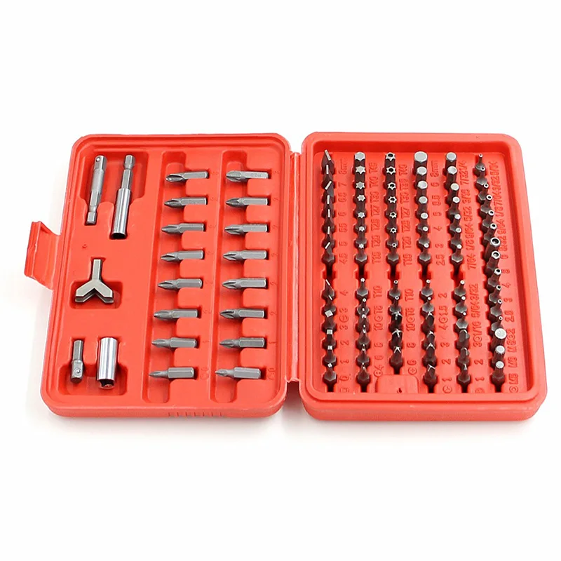 100 Pieces Security Bit Set Tool Box U Type Screwdriver Bits
