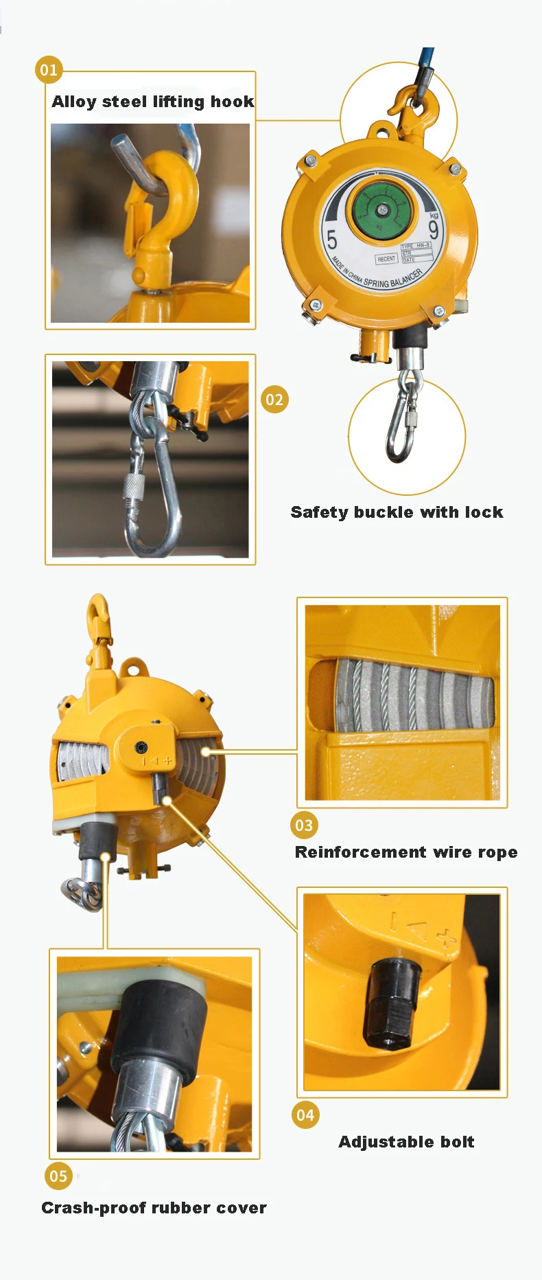 Spring Balancer 15kg - Self-Locking Manual Tension Balancer