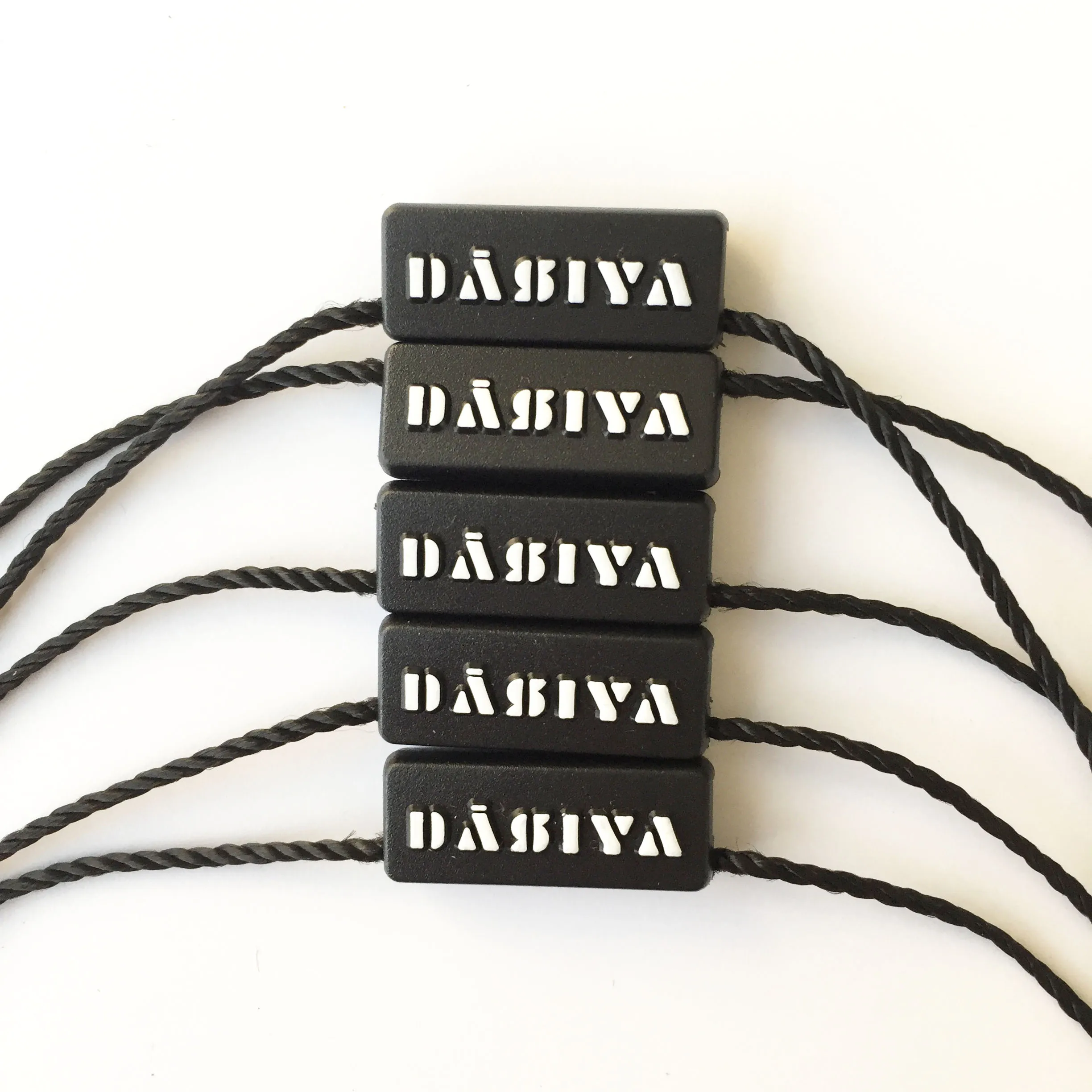 Custom Hang Tag String Loop Embossed Brand Name Logo Plastic Hangtag ...
