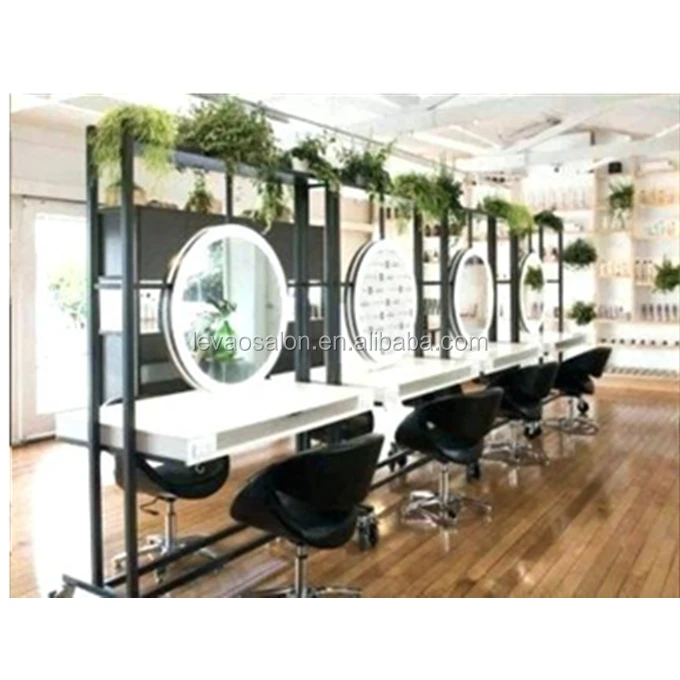 Barber Shop Hairdressing Double Sided LED Mirror Station
