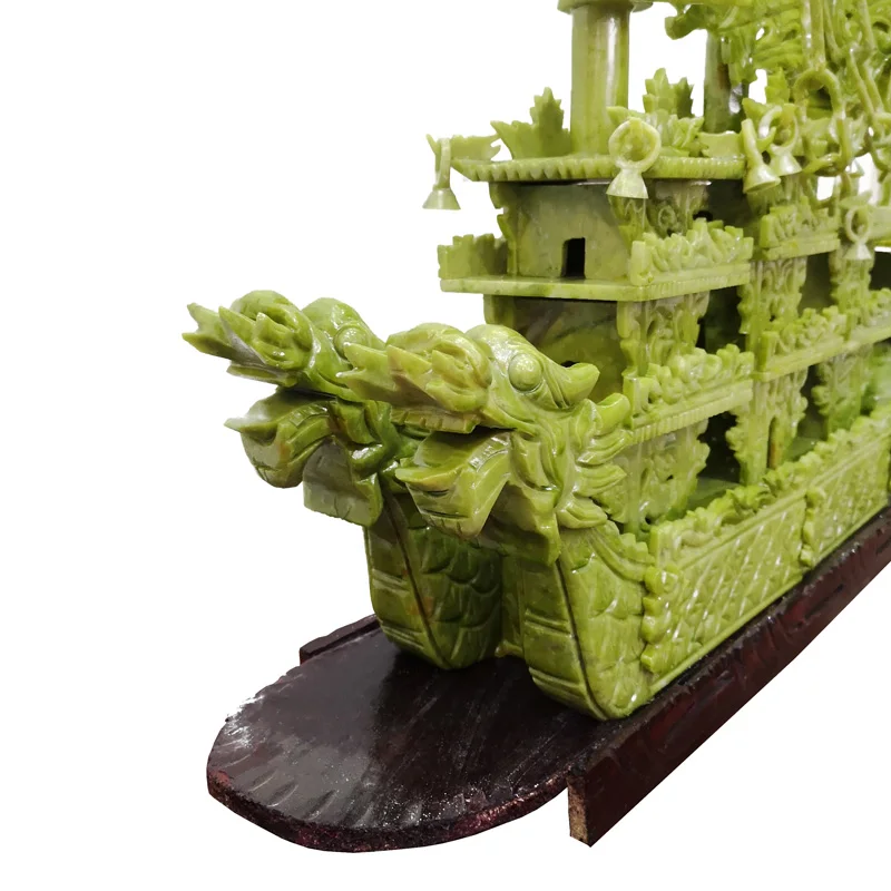 Chinese Ancient Jade Carved Dragon-Boat Sculpture for Home Decoration ...