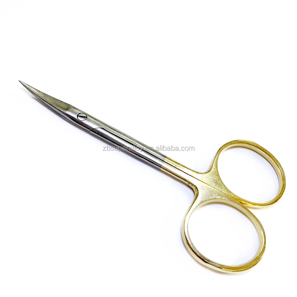 9.5cm Gold Handle Medical Sharp Scissors Surgical Curved Scissors For ...